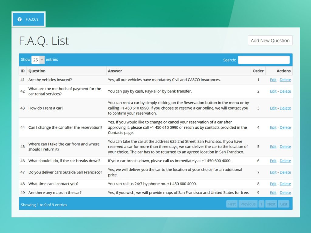 Expandable FAQ - SolidMVC